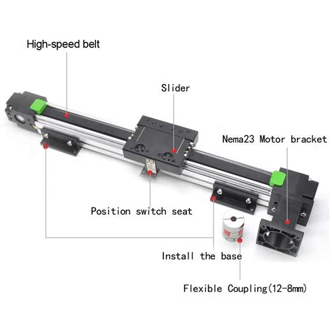 High Speed 700 Mm 28 Inch Stroke Belt Drive Linear Guide