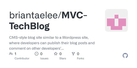 GitHub Briantaelee MVC TechBlog CMS Style Blog Site Similar To A