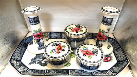 Vintage Losol Ware Pagoda Dressing Table Set Bathurst Keeling Co