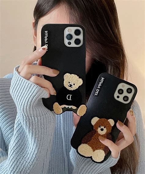 [13입고] 블랙 해피데이 곰돌이 아이폰 커플 우정 실리콘 젤리 핸드폰 휴대폰 폰 생일 선물 애플 케이스 아이폰케이스 Se2 7 8 X Xr 11 프로 12 미니 13 프로