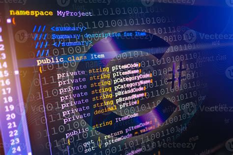 C Sharp Programming Language Source Code Example On Monitor C Sharp Source Code 12830355 Stock