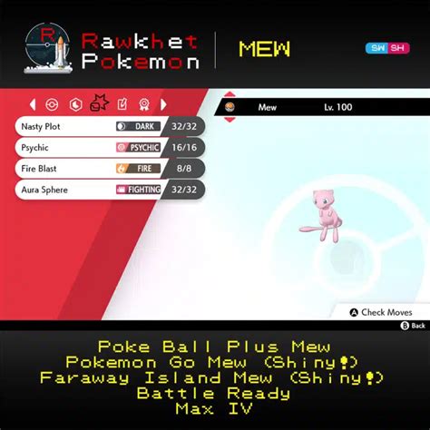 Buy Mew For Pokemon Sword And Shield Rawkhet Pokemon