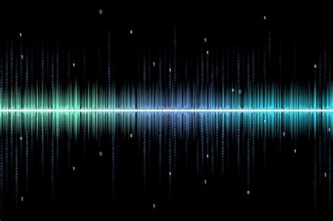 Premium Photo Abstract Colorful Rhythmic Digital Sound Wave With Binary Code On Black