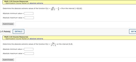 Solved Math 110 Course Resources Optimization Course