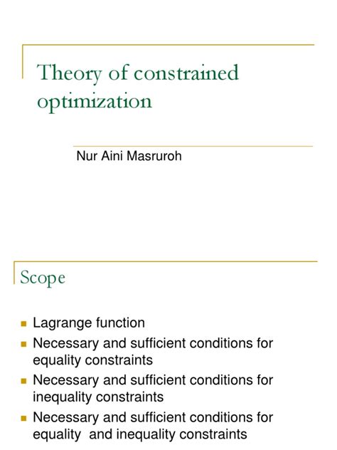 theory of constrained optimization pdf mathematical optimization