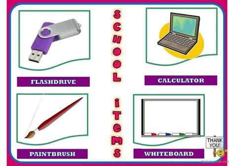 School Items Pictionary Pictionary English Esl Powerpoints
