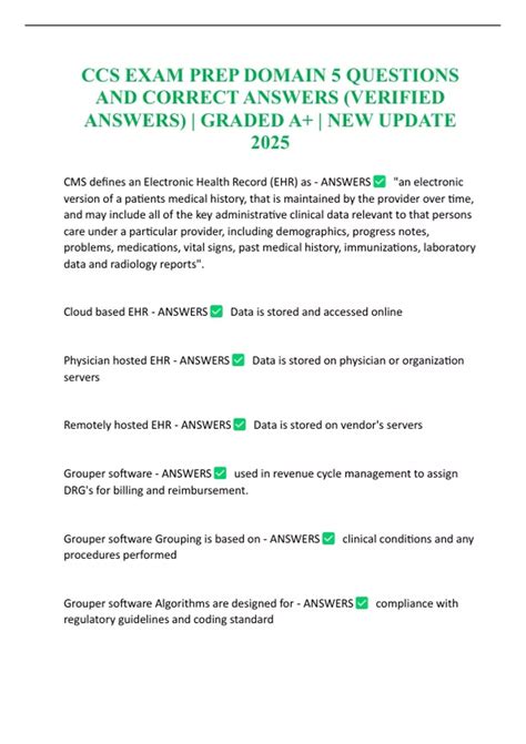 CCS EXAM PREP DOMAIN 5 QUESTIONS AND CORRECT ANSWERS VERIFIED ANSWERS GRADED A NEW UPDATE