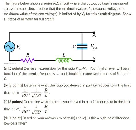 The Figure Below Shows A Series Rlc Circuit Where The Output Voltage Is Measured Across The