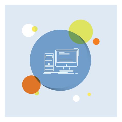 Computer Desktop Gaming Pc Personal White Line Icon Colorful Circle