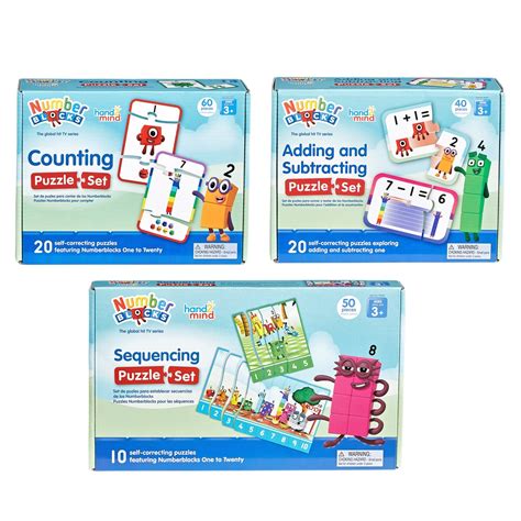 numberblocks puzzle set 3 pack counting addition and subtraction