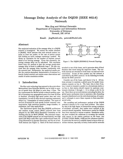 Pdf Message Delay Analysis Of The Dqdb Ieee 8026 Network