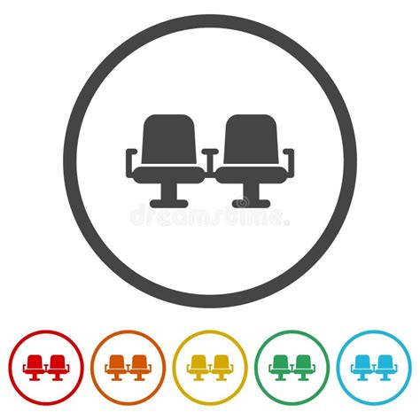 Cinema Seat Icon Set Icons In Color Circle Buttons Stock Vector