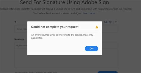 Adobe Sign Service Not Working Error Message Coul Adobe Product