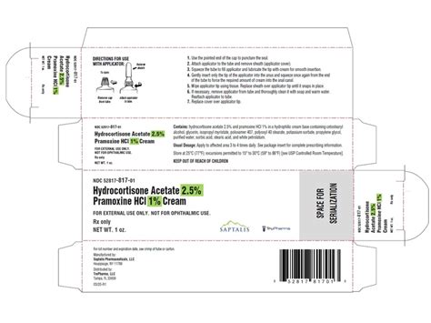 Hydrocortisone Acetate 25 Pramoxine Hcl Cream 1 1 Oz Saptalis Rx