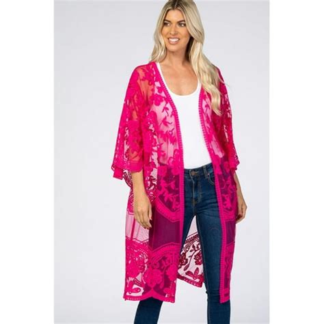 Lezmore Women Swimsuit Cover Up Mesh Lace Kimono Cardigan Open Front Beach Cover Ups Swimwear