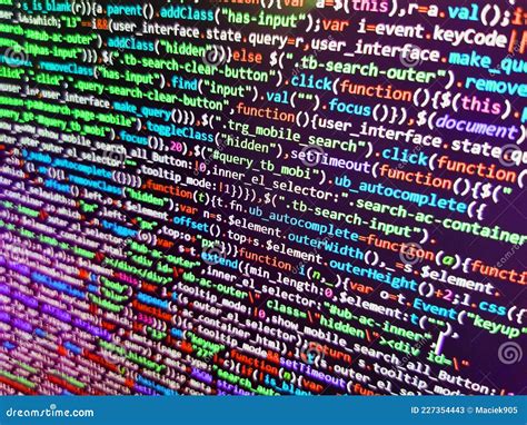 Computer Language Script Code Screen Shallow Depth Of Field Selective Focus Effect Writing