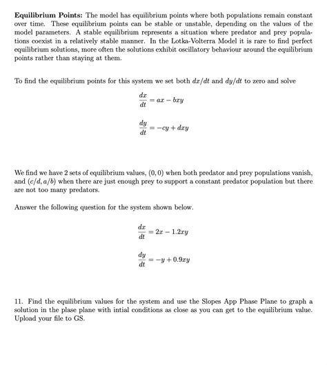 Solved Equilibrium Points The Model Has Equilibrium Points Chegg Com