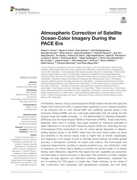 Pdf Atmospheric Correction Of Satellite Ocean Color Imagery During