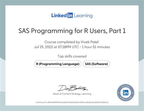Vivek Patel On Linkedin Certificate Of Completion