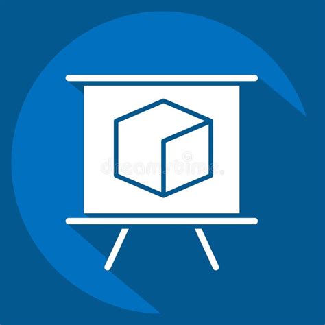 Icon 3d Presentation Related To 3d Visualization Symbol Long Shadow Style Simple Design