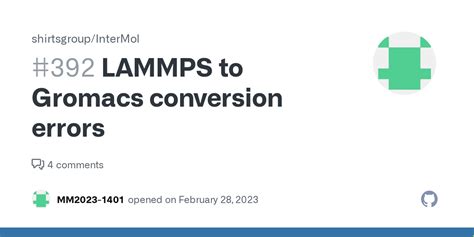 Lammps To Gromacs Conversion Errors · Issue 392 · Shirtsgroupintermol · Github