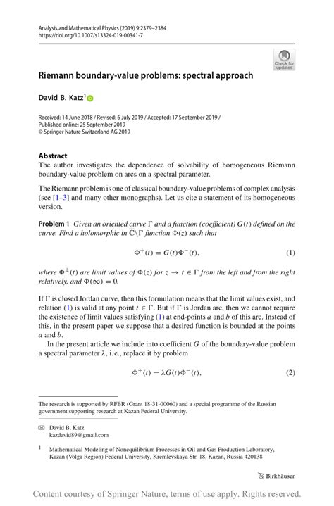Riemann Boundary Value Problems Spectral Approach Request Pdf