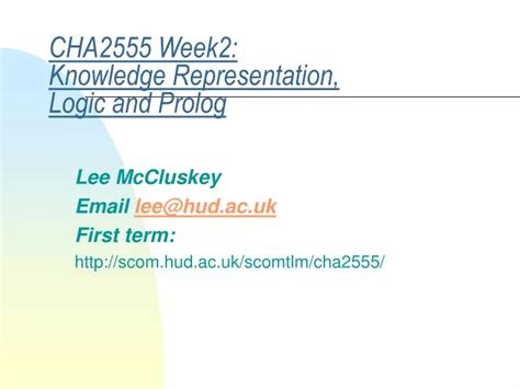 Ppt Cha2555 Week2 Knowledge Representation Logic And Prolog