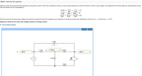 Solved Part C Solve The Kcl Equations Once You Have