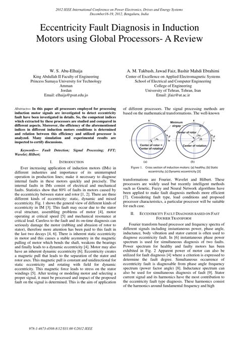 Pdf Eccentricity Fault Diagnosis In Induction Motors Using Global Processors A Review