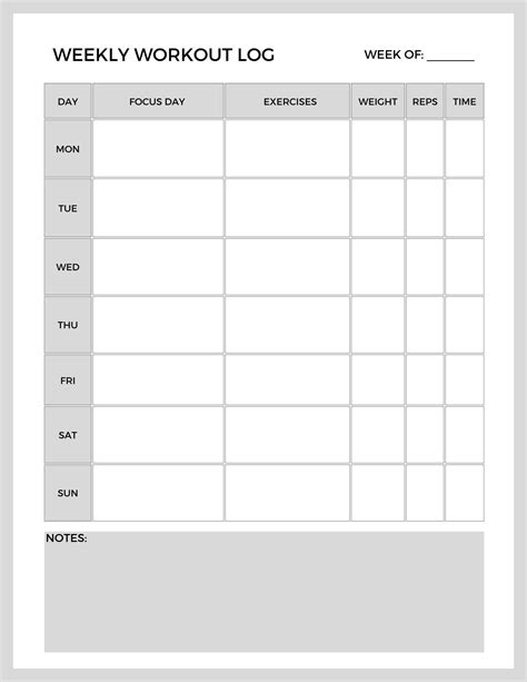 Weekly Workout Log Admin Page Weekly Workout Tracker Page Fitness Journal Printable Page