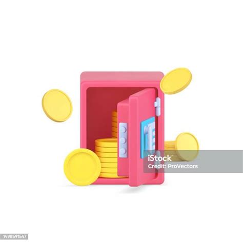 돈 뱅킹 안전한 저장 공간 비행 황금 동전 돈 3d 아이콘 현실적인 벡터로 금고를 엽니 다 0명에 대한 스톡 벡터 아트 및 기타 이미지 Istock