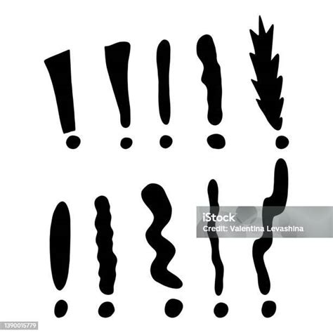 스케치 낙서 손으로 그린 느낌표 느낌표 구두점 기호 경고주의 흰색 배경에 벡터 검정 체크 표시 그림 가리키기에 대한 스톡 벡터 아트 및 기타 이미지 Istock