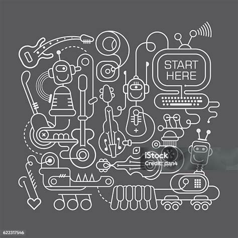 คอนเสิร์ตดนตรีหุ่นยนต์ตลก ภาพประกอบสต็อก ดาวน์โหลดรูปภาพตอนนี้ กิจกรรมศิลปะการแสดง กีฬา