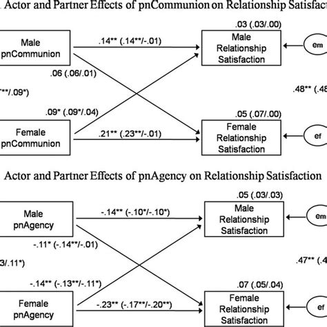 Actor Partner Interdependence Models Standardized Path Coefficients
