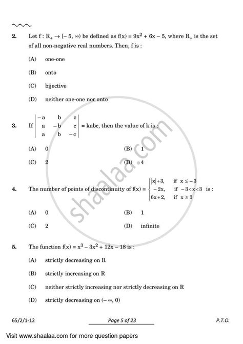 Mathematics 2023 2024 Commerce English Medium Class 12 65 2 1 Question Paper With Pdf Download