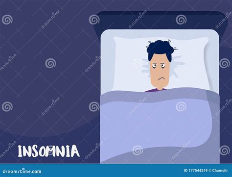 Cartoon Of Sleepless Man Who Suffer From Insomnia Stock Vector