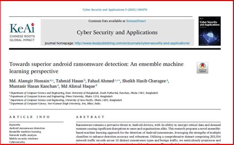 alamgir hossain on linkedin cybersecurity machinelearning research ransomwaredetection…