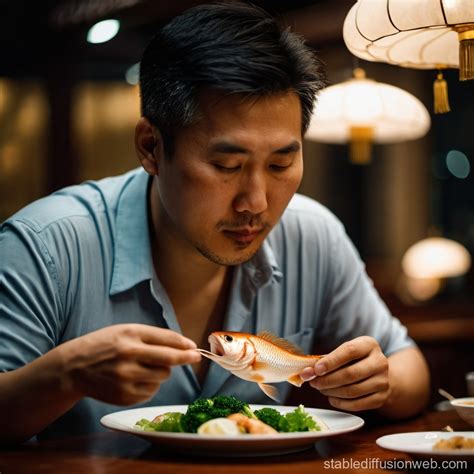 Tired Chinese Mans Fish Meal Stable Diffusion Online