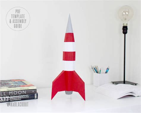papercraft rocket template diy rocket low poly rocket 3d etsy
