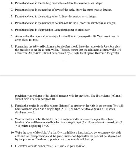 Solved Write A Program Logtablecpp That Displays A Table Of