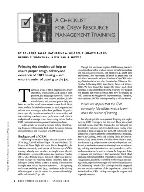 Crm Checklist Pdf Simulation Learning