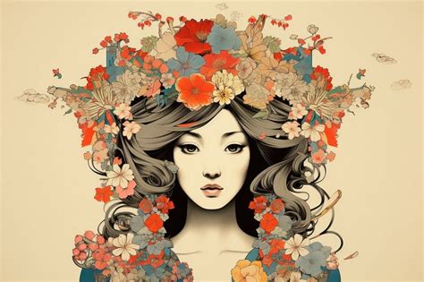 Ukiyo E Art Print Style Flower Premium Photo Illustration Rawpixel