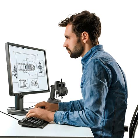 Industrial Engineer Working On Cad System Professional Engineer Concentrating On Cad Designs In