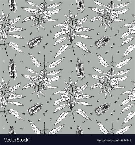 Sesame Plant Seamless Pattern Repeating Background