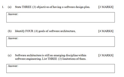 Solved 1 A State Three 3 Objectives Of Having A Software Design Course Hero