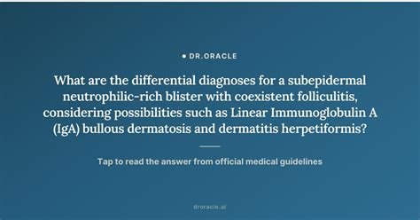 What Are The Differential Diagnoses For A Subepidermal Neutrophilic