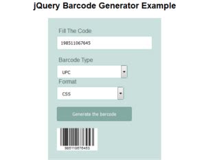 Simple JQuery Barcode Generator HTML Code PHP Programming Blog CodeFixUp Com