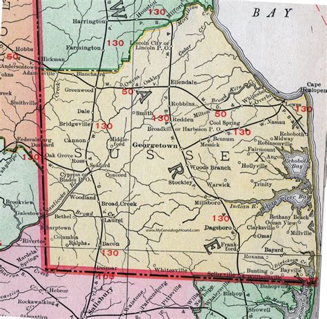 Sussex County Delaware Road Map