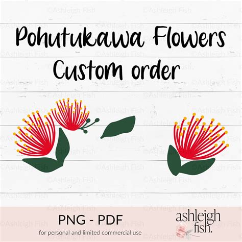 Pohutukawa Png In Red And Green Custom Order Etsy