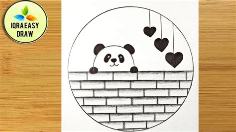 Pencil Drawing In Circle Easy Step By Step Panda Drawing In Circle